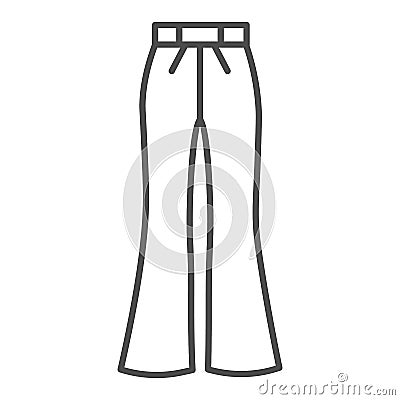 Flared Pants Thin Line Icon, Clothes Concept, Retro Pants Sign On White ...