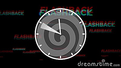 Flashback With Glitch Effect Behind The Clock With Hands Rotating ...