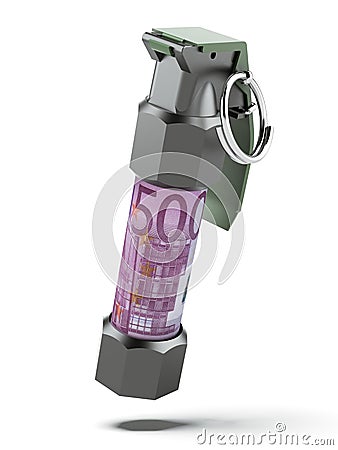 Flashbang Grenade With Stack Of Euro Bills Royalty-Free Stock ...