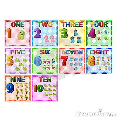 Flashcard Number One To Ten Vector Illustration | CartoonDealer.com ...