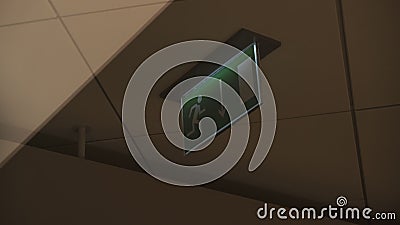 Flashing Green Emergency Exit Sign. Stock Video - Video of sign, secure ...