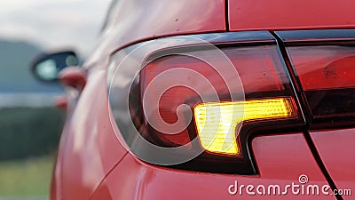 Flashing Rear Hazard Warning Lights On A Car After A Road Accident ...