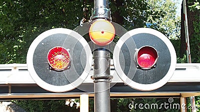 Flashing Red Lights Level Crossing Stock Video - Video of sign ...