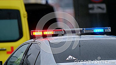 Flashing Signal Lights on the Police Car Stock Footage - Video of ...