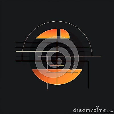 Flat Abstract Logo Design Technical Drawing With Dimensioning Lines ...