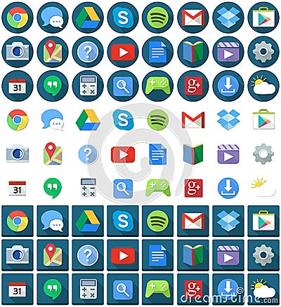 Flat Circle Square Android Icons Vector Illustration | CartoonDealer.com #58514348