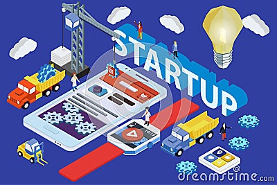 Flat 3d Isometric SmartWatch And Phone. Mobile App Development Vector Illustration ...