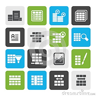 Flat Database And Table Formatting Icons Vector Illustration ...