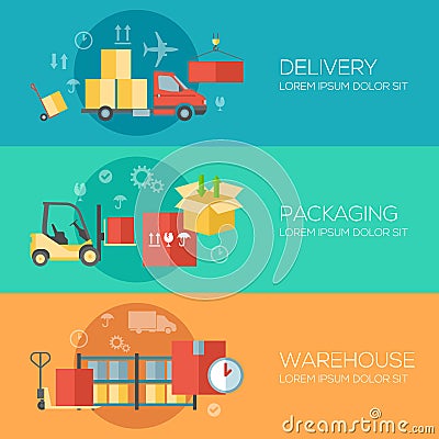 Warehouse Packing Process Preparing To Dispatch Stock Vector ...