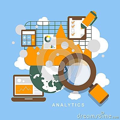 Flat Design Icon Set Of Analytics Elements Royalty Free Stock Photo ...