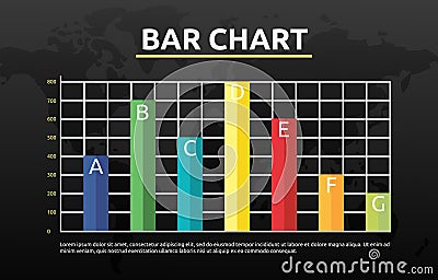 Flat Design Illustration Of Business Fluctuation Bar Chart Diagram ...