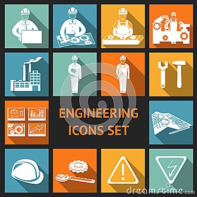 Flat Engineering Icons Set Stock Vector - Image: 39502992