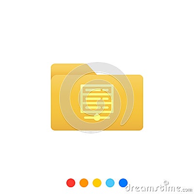 Flat Folder Design Element With Server Rack Symbol,Folder Icon,Vector ...