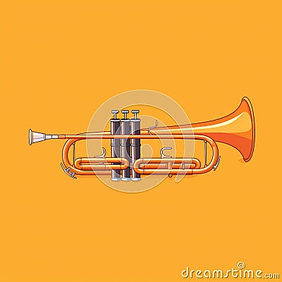 Flat Image Of A Cornet On An Orange Background. Simple Vector Image Of ...