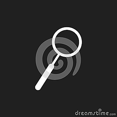 Flat Magnifying Glass Icon On Black Background. Cartoon Vector ...