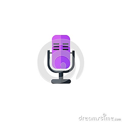 Flat Mike Icon Illustration Isolated On White Background ...