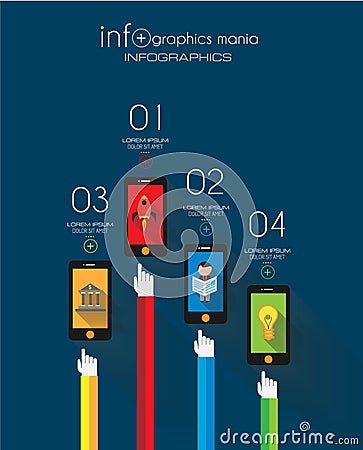 Flat UI Design Concepts For Unique Infographics Vector Illustration ...