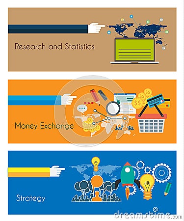 Flat UI Design Concepts For Unique Infographics Vector Illustration ...