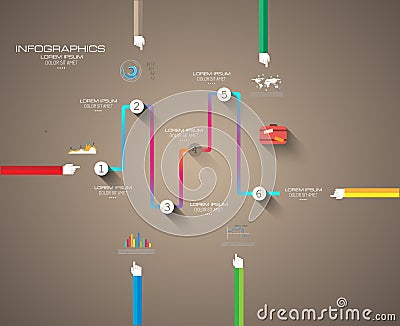 Flat UI Design Concepts For Unique Infographics Cartoon Vector ...