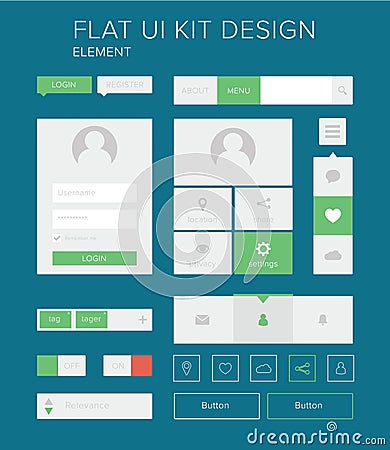 Flat Ui Kit Design Elements Set For Webdesign Stock Vector - Image ...