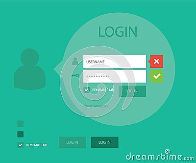 Flat Ui Kit Simple Login Bar Design In Bubble Cartoon Vector ...
