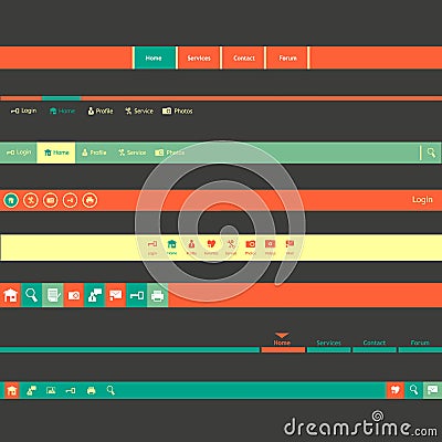 Flat Web Design, Elements, Buttons, Icons. Stock Photo - Image: 38338830