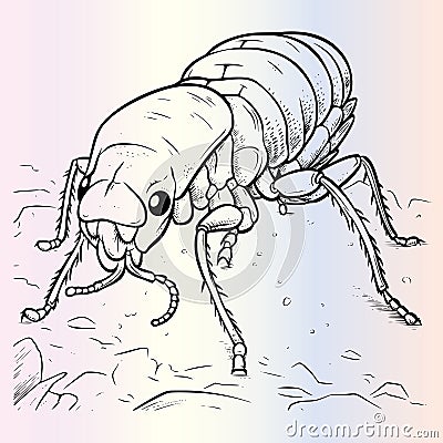 Fleas Coloring Page Drawing For Kids Cartoon Vector | CartoonDealer.com ...