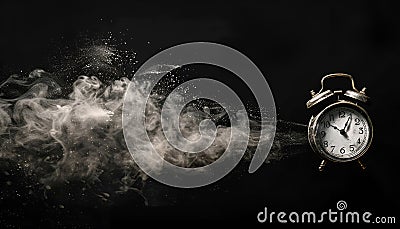 Fleeting Time Concept. Analog Clock Dissolving On Black Background ...