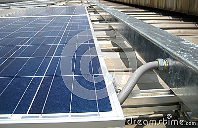 Flexible Conduit Connected To Wireway Solar PV Rooftop Royalty-Free ...