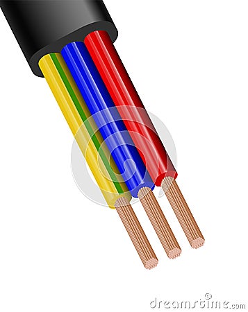 Flexible Three-wire Electrical Cable Isolated On White Background ...