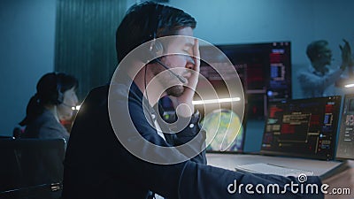 Flight Control Workers Clap Hands and Watch Successful Space Rocket ...