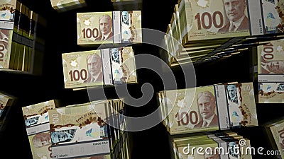 Flight Over the Canadian Dollar Money Banknote Packs Loop Animation ...