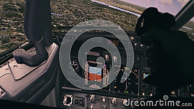 Flight Simulator Commercial Plane Airport Approach Stock Video - Video ...