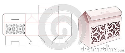 Flip Bag Box With Stenciled Pattern Die Cut Template Vector ...