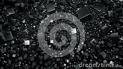 Floating Field of Metallic Debris Cubes Stock Video - Video of steel ...