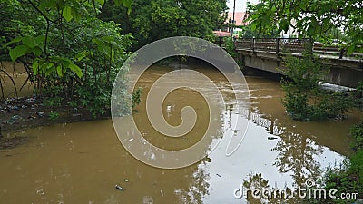 Flood on a Over the River Bridge Drowned by the Floods Stock Footage ...