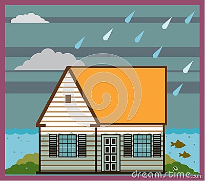 Flooded House Vector | CartoonDealer.com #62494324