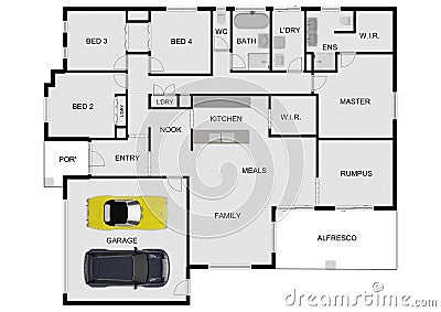 Floorplan Overhead Outlined Interior Design Top View Architectural Plan ...