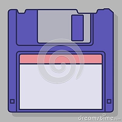 Floppy Disk In Outline Cartoon Style. Vector Illustration ...