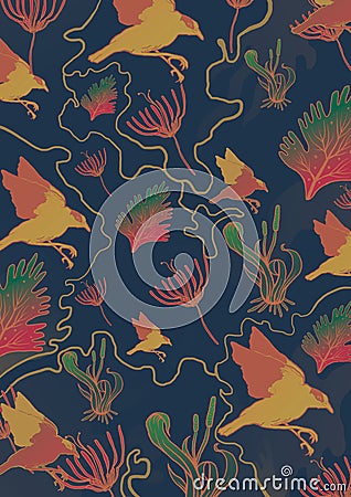 Flora Fauna Pattern Royalty-Free Stock Image | CartoonDealer.com #78822562