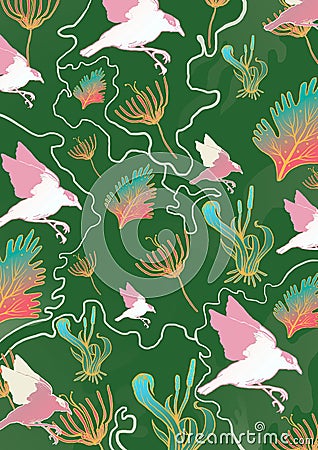 Flora Fauna Pattern Royalty-Free Stock Image | CartoonDealer.com #78822892