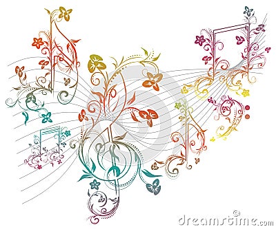 Floral Music Notes Stock Vector - Image: 56935988