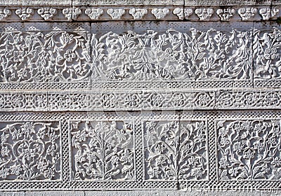Floral Patterns On Texture Of Ancient Temple Stock Photo - Image: 53425833