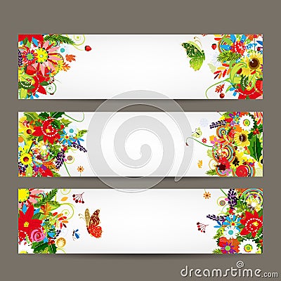 Floral design banners. stock vector. Illustration of abstract - 19377080