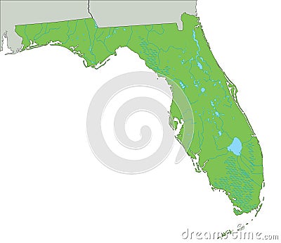Detailed Florida Physical Map. Cartoon Vector | CartoonDealer.com ...