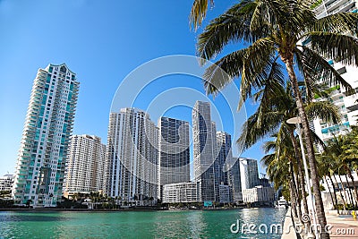 Miami Skyline and Dock stock photo. Image of coastline - 17657184