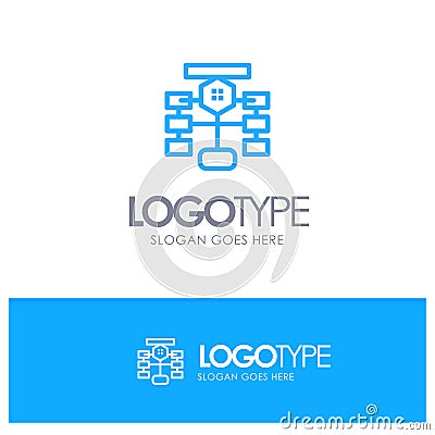 Flowchart, Flow, Chart, Data, Database Blue Logo Line Style Vector ...