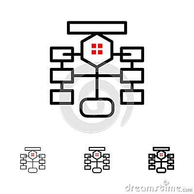 Flowchart, Flow, Chart, Data, Database Bold And Thin Black Line Icon ...