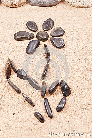 Flower Drawing With Pebbles On The Sand Stock Photography ...