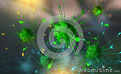 Flu And Common Cold. Infection In The Body. Microbes Under The ...